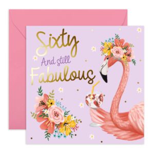 central 23 - cute 60th birthday card for women - 'sixty and still fabulous' - cute 60th birthday cards for her - cheeky 60th birthday cards for men - pretty design - comes with fun stickers