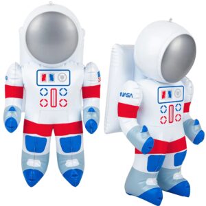 artcreativity astronaut inflates, set of 2, inflatable astronaut toys with hanging tag, decorations for outer space themed parties, 22 inch long party inflates, fun pretend play accessories