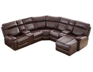 freesnooze multifunctional ultra-soft leather upholstery reclining sectional couch, living room corner sofa set with chaise lounge