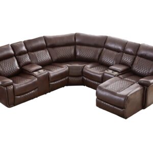 FREESNOOZE Multifunctional Ultra-Soft Leather Upholstery Reclining Sectional Couch, Living Room Corner Sofa Set with Chaise Lounge