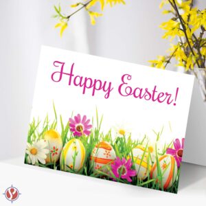 Happy Easter, Bulk Fold Over Greeting Cards for Invitations, Gifts & Presents, Thank You Notes and Announcements – Blank Inside | 4.25 x 5.5” (A2 Size) | 25 Cards and 25 Envelopes