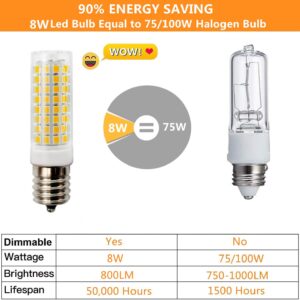 Yanhesen E17 Led Bulb Dimmable 8W Under Microwave Over Stove Light,Warm White 3000K 75W Halogen Equivalent,AC110-130V 360 Degree E17 Intermediate Base Light 4-Pack