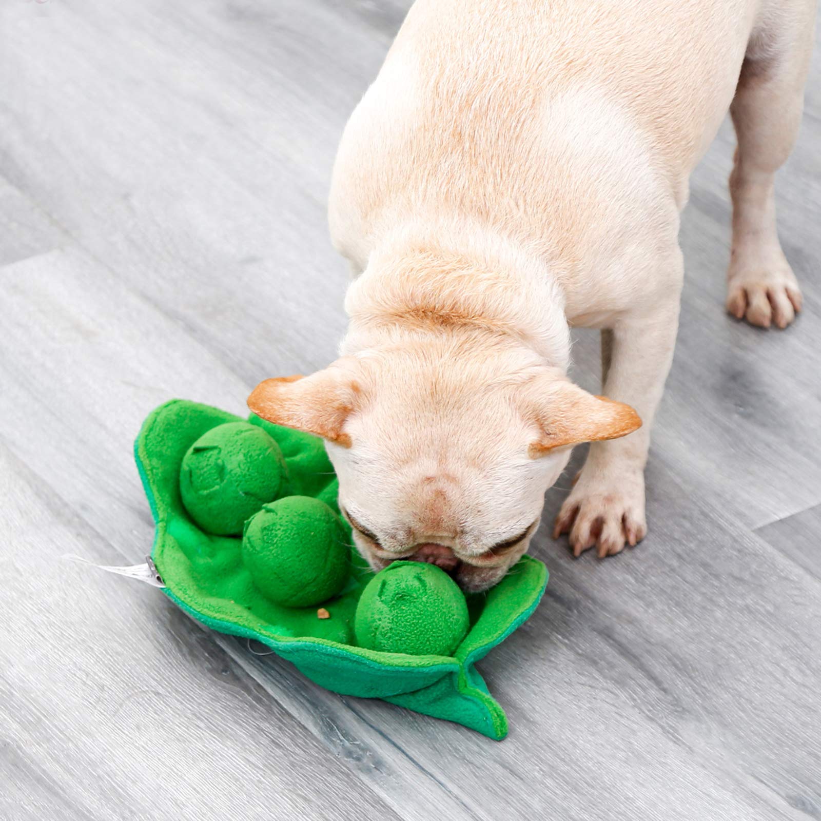 BEISIJIA Dog Puzzle Toy, Cute Pea Pod Slow Feeder for Impulsive Bored Dog, Snack Dispensing ng, Sniffing IQ and Stress Relief Training Plush Educational Hide and Seek, Screaming Puppy Toy