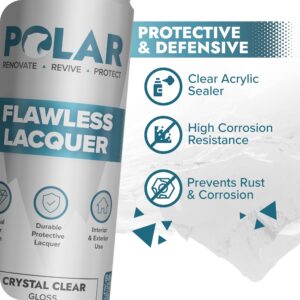 Polar Clear Matte Flawless Lacquer Spray - 2 x 13.5 Fl Oz - Clear Coat Spray Paint - Non-Yellowing & Scratch Resistant - Interior & Exterior Surfaces for Wood, Metal, Plastics, Glass & Ceramics