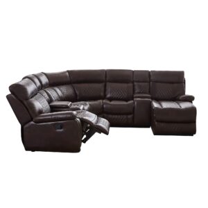 FREESNOOZE Multifunctional Ultra-Soft Leather Upholstery Reclining Sectional Couch, Living Room Corner Sofa Set with Chaise Lounge