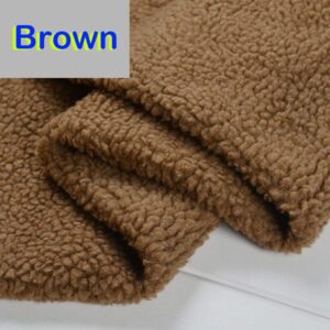 Tong Gu 63 inch Sherpa Fleece Lining Fabric Lambskin Thermal Lined Material (Brown)