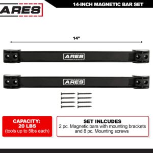 ARES 62014-2-Piece 14-Inch Magnetic Bar Set - Mounting Brackets and Screws Included - 20 lb Capacity Per Bar