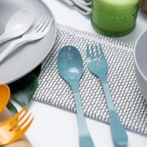 Knork Eco Plant Based 24 Pack Reusable Bamboo Flatware Set (BLUE)