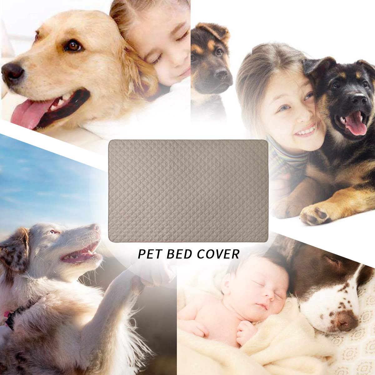 Dog Blankets for Couch Protection Waterproof Dog Bed Covers Pet Blanket Furniture Protector (Beige+Sand, 82"x120")