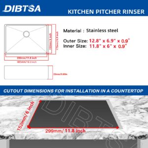 DIBTSA Pitcher Rinser, Espresso Rinser, Drain and Drip Tray, Stainless Steel Bar Glass Rinser for Sink, Cup Washer Spray Rinser for Home Kitchen Hotel Cafe Restaurant (12.8 x 6.9 x 0.9 inch,Black)