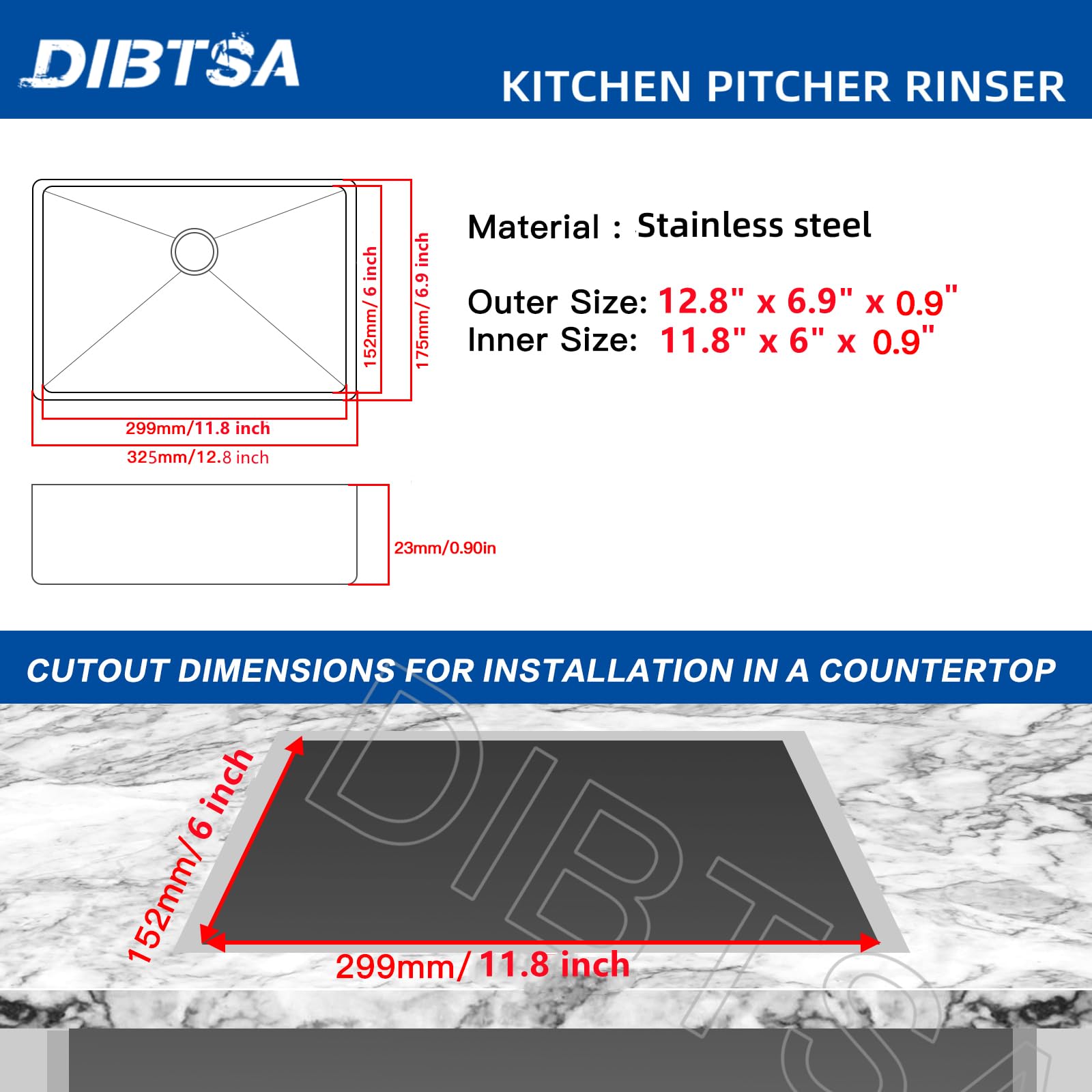 DIBTSA Pitcher Rinser, Espresso Rinser, Drain and Drip Tray, Stainless Steel Bar Glass Rinser for Sink, Cup Washer Spray Rinser for Home Kitchen Hotel Cafe Restaurant (12.8 x 6.9 x 0.9 inch,Black)