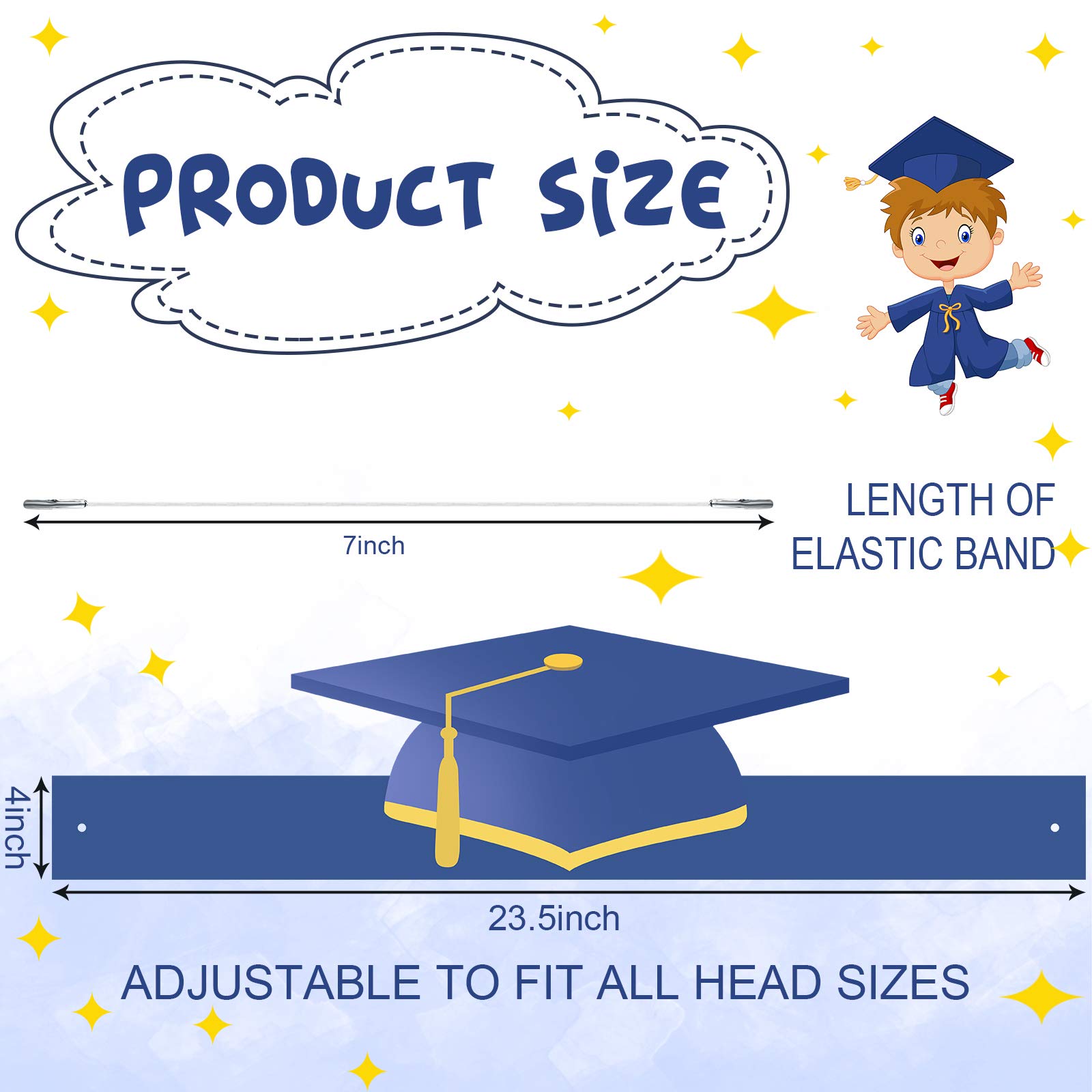 Tenare 40 Pcs Paper Graduation Crown Adjustable Paper Hats Graduation Cap with 40 Elastic String for Grad Party(Blue)