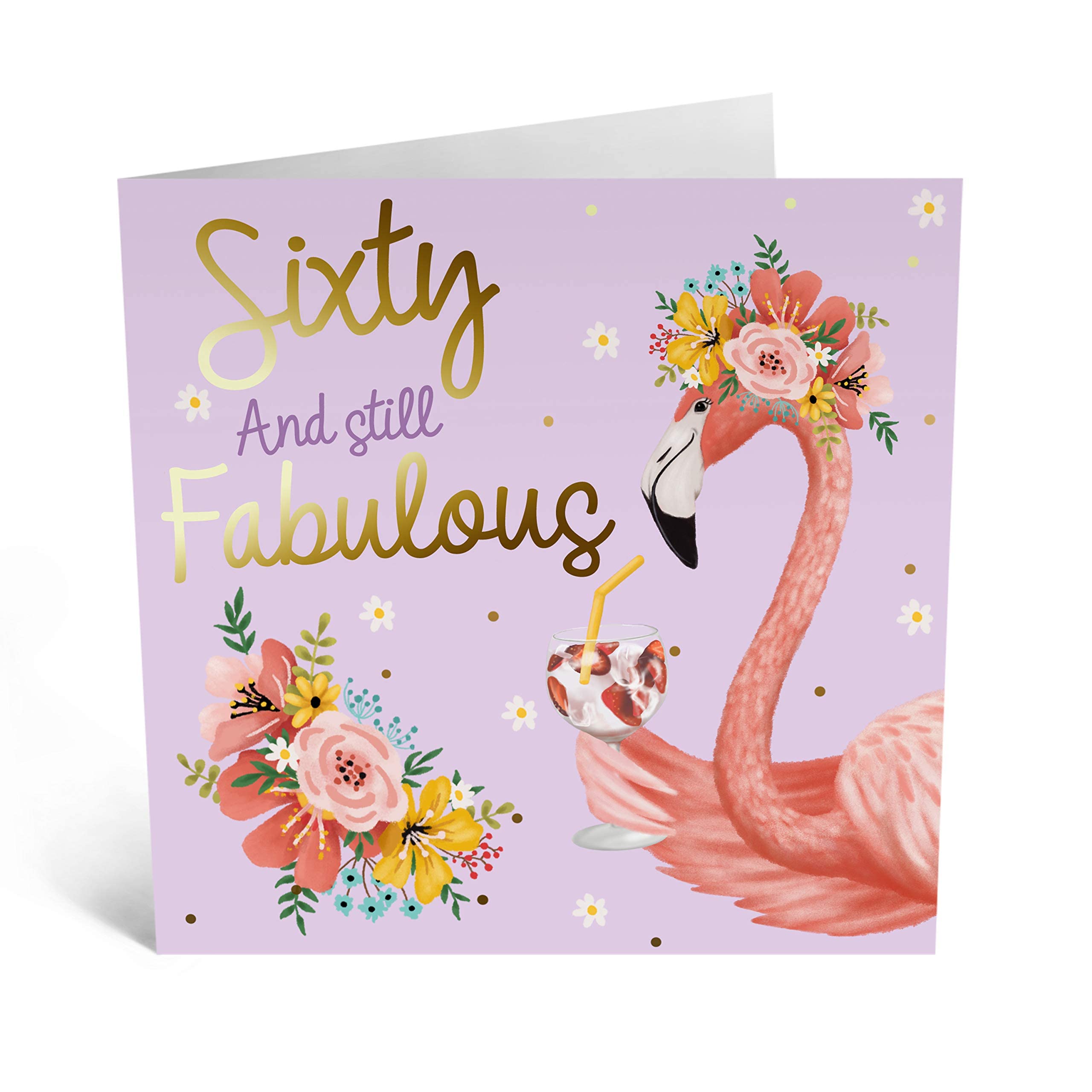 CENTRAL 23 - Cute 60th Birthday Card for Women - 'Sixty And Still Fabulous' - Cute 60th Birthday Cards for Her - Cheeky 60th Birthday Cards for Men - Pretty Design - Comes with Fun Stickers