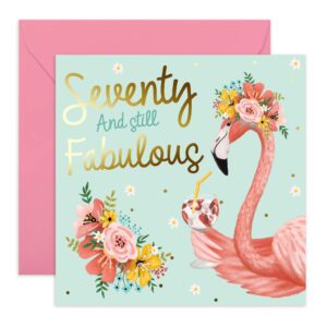 central 23 - cute 70th birthday card for women - 'seventy and still fabulous' - sweet 70th birthday cards for her - cheeky 70th birthday cards for men - pretty design - comes with fun stickers