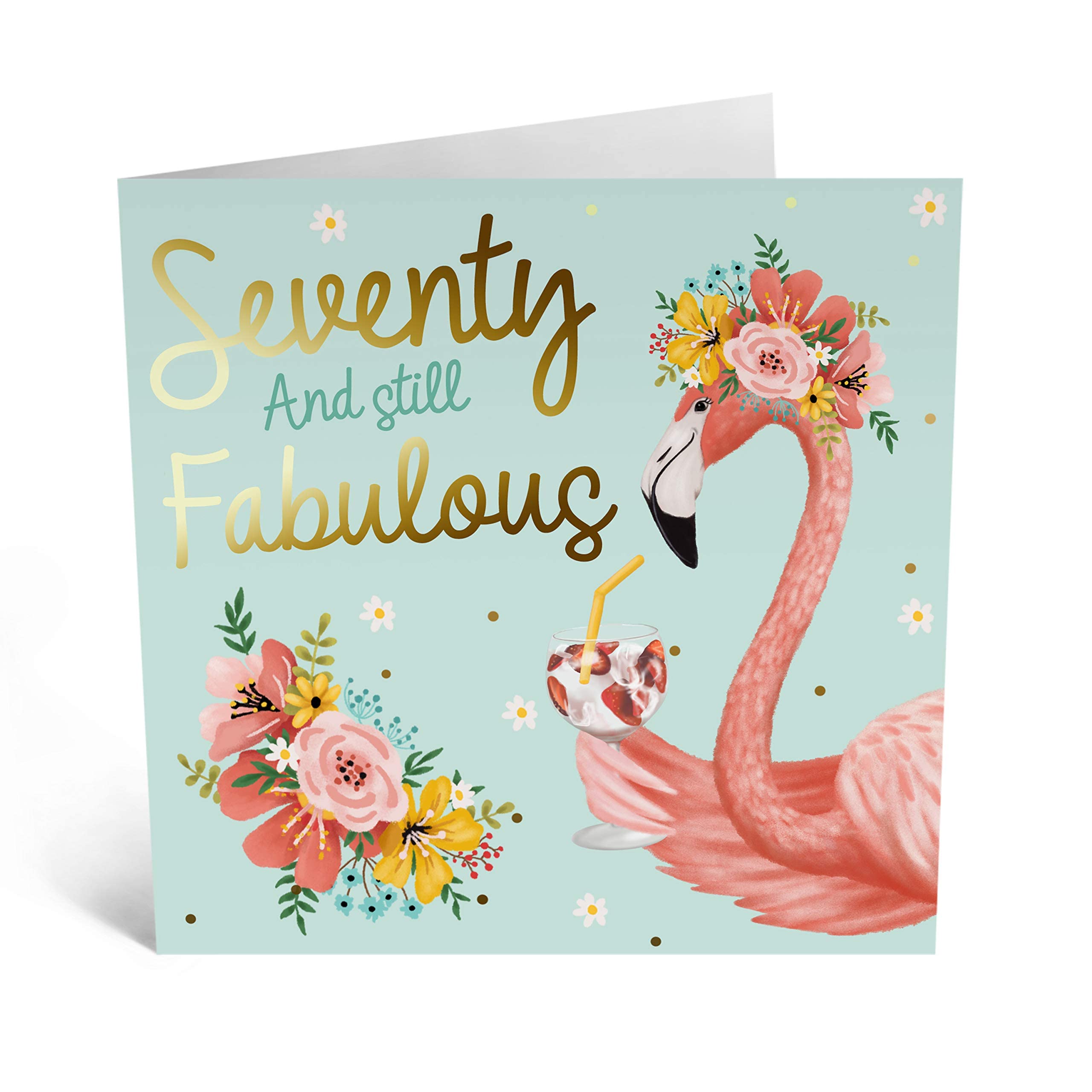 CENTRAL 23 - Cute 70th Birthday Card for Women - 'Seventy And Still Fabulous' - Sweet 70th Birthday Cards for Her - Cheeky 70th Birthday Cards for Men - Pretty Design - Comes with Fun Stickers