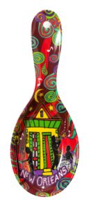 new orleans jazz music multicolor swirl plastic souvenir spoon rest (vertical design)