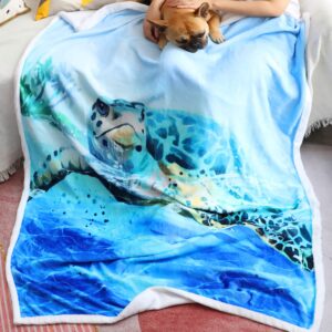 Sviuse Sea Turtle Fleece Blanket 3D Sea Turtle Throw Blanket for Women, Men and Kids Super Soft Sea Turtle Blanket Throw Gifts for Turtle Lovers (50" x 60", Turtle 1)