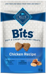 blue buffalo bits soft dog treats for training, made with natural ingredients & enhanced with dha, chicken recipe, 19-oz bag