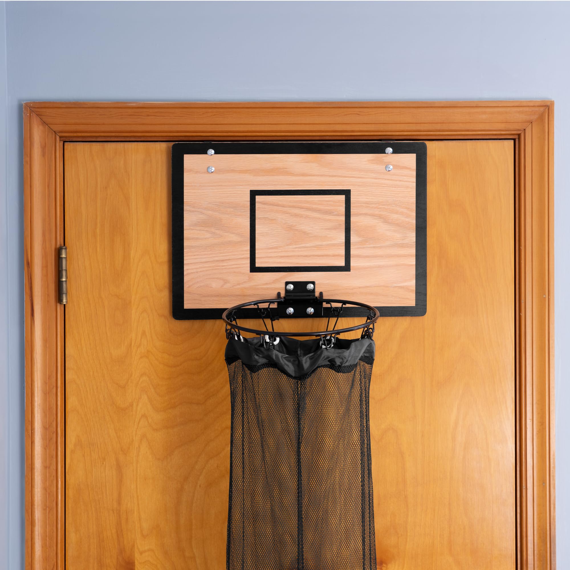 Wooden Basketball Hamper – Basketball Hoop Laundry Basket Over the Door – Basketball Room Decor