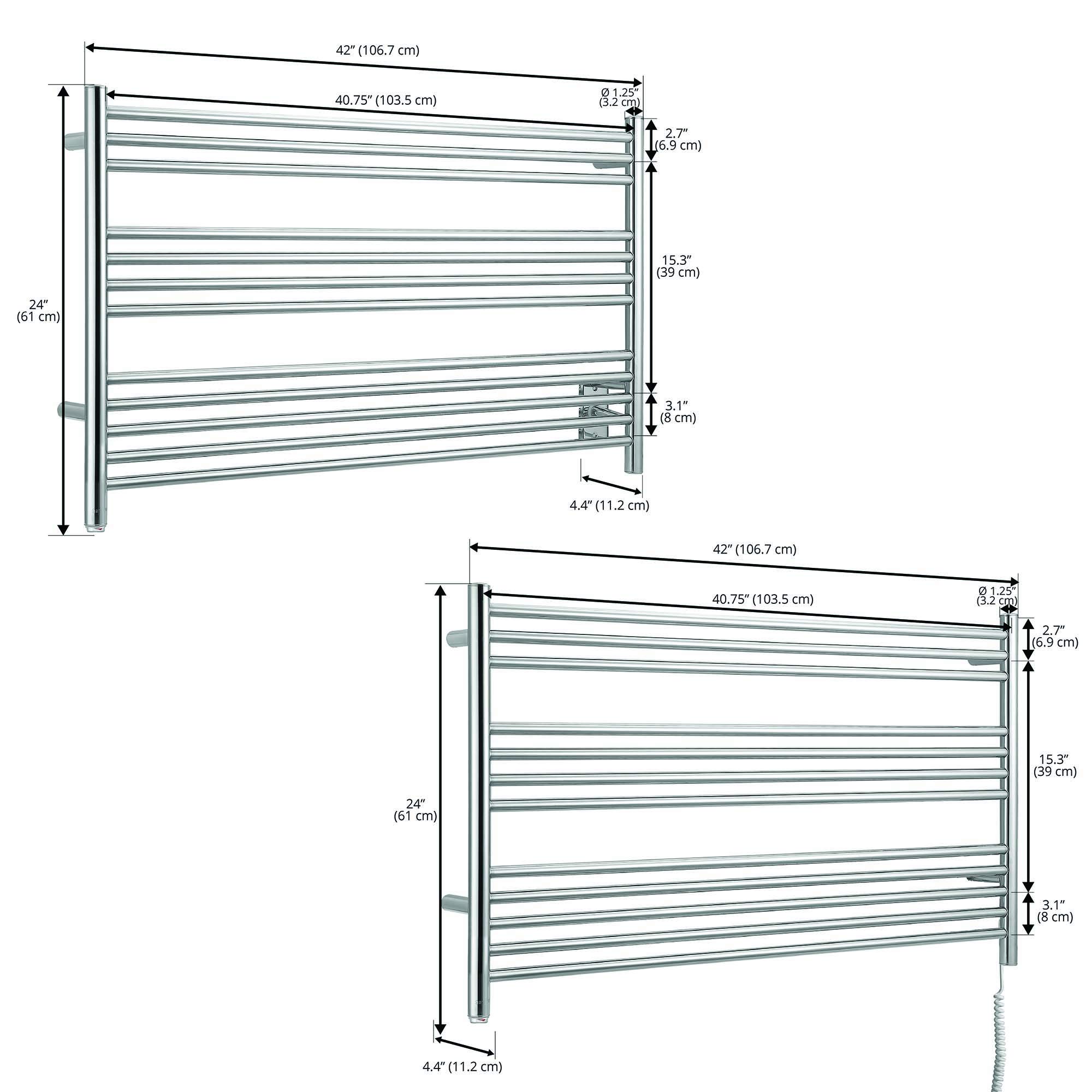 Ancona AN-5550 Amplia Dual 12-Bar Hardwired and Plug-in Towel Warmer in Chrome