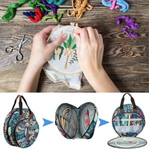 Nuberlic 13-in-1 Portable Embroidery Project Bag with 1 Set Embroidery Kit for Adults 8PCS Cross Stitch Tools, Multifunctional Storage Bag Include Hoop, Needles, Cloth, Scissors and Craft Accessories