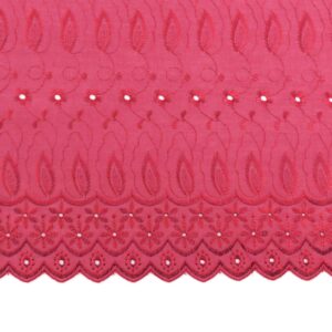 daisy in leaf 100% cotton embroidered eyelet fabric 42" wide sold by the yard (red)