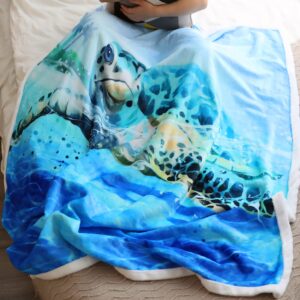 Sviuse Sea Turtle Fleece Blanket 3D Sea Turtle Throw Blanket for Women, Men and Kids Super Soft Sea Turtle Blanket Throw Gifts for Turtle Lovers (50" x 60", Turtle 1)