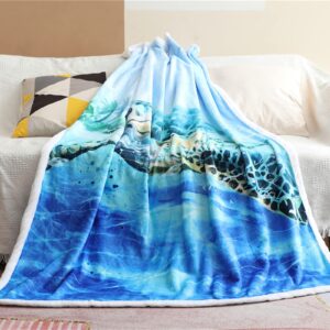 Sviuse Sea Turtle Fleece Blanket 3D Sea Turtle Throw Blanket for Women, Men and Kids Super Soft Sea Turtle Blanket Throw Gifts for Turtle Lovers (50" x 60", Turtle 1)