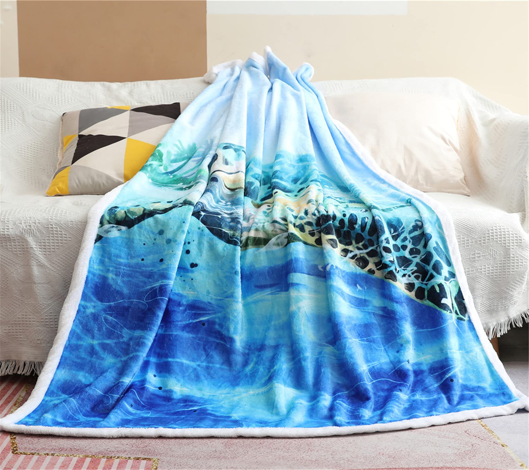 Sviuse Sea Turtle Fleece Blanket 3D Sea Turtle Throw Blanket for Women, Men and Kids Super Soft Sea Turtle Blanket Throw Gifts for Turtle Lovers (50" x 60", Turtle 1)