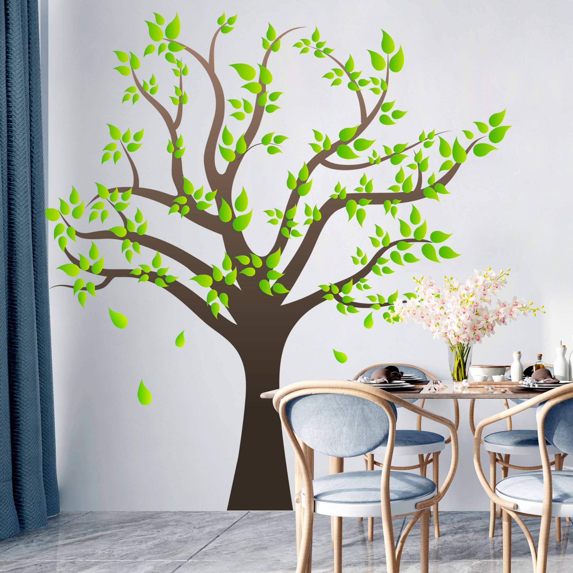 Amaonm Removable Cartoon Giant Brown Tree Wall Decals DIY Leaves Wall Sticker Peel and Stick Wall Decor for Nursery Kids Girls Nursery Room Bedroom Living Room Offices Kindergarten Decoration(Tree)