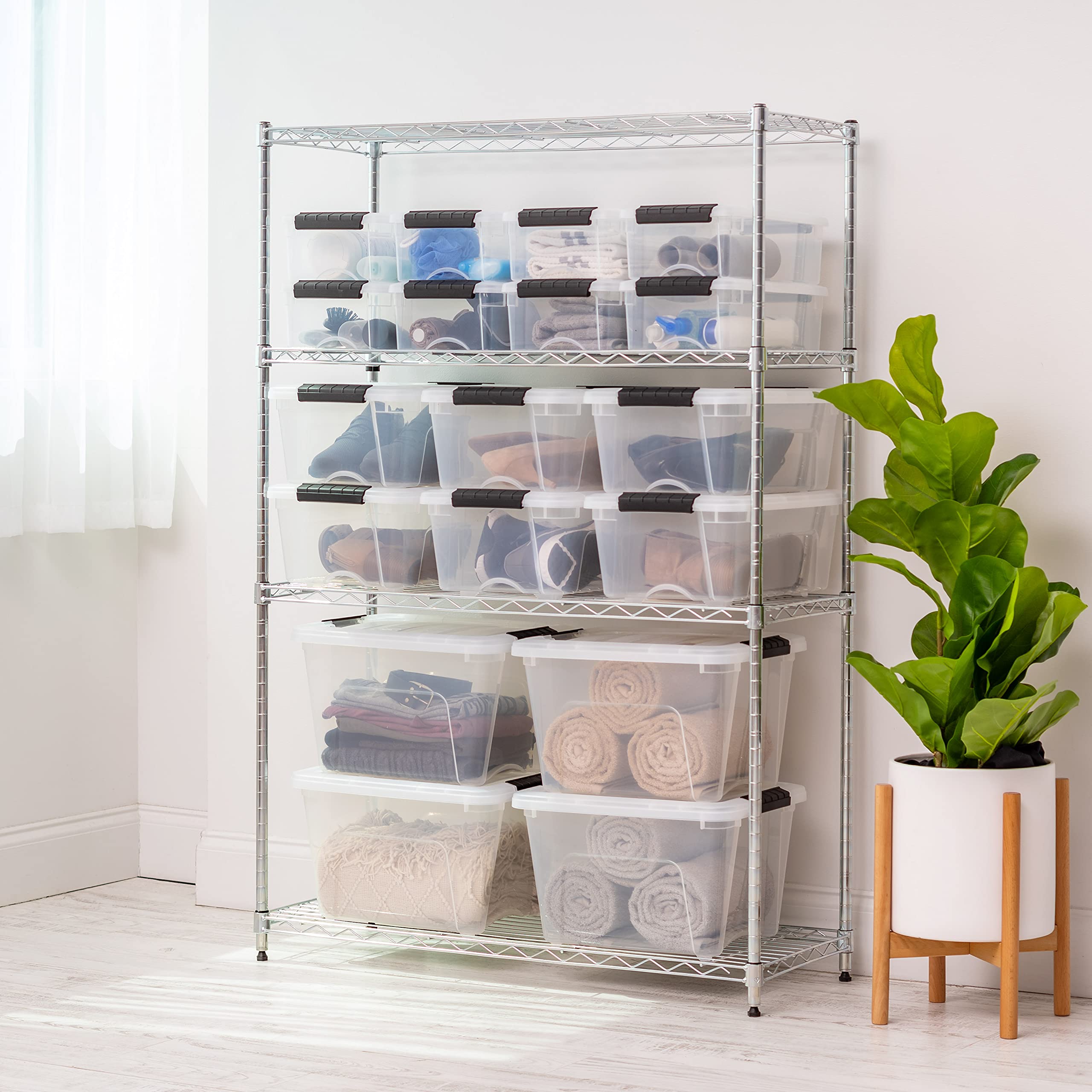 IRIS USA 4 Shelf Wire Storage Unit, Silver