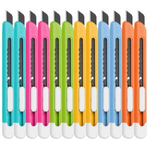 fantasticar 24-pack colorful lightweight box cutter retractable snap-off utility knife set