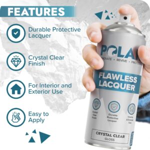 Polar Clear Matte Flawless Lacquer Spray - 2 x 13.5 Fl Oz - Clear Coat Spray Paint - Non-Yellowing & Scratch Resistant - Interior & Exterior Surfaces for Wood, Metal, Plastics, Glass & Ceramics