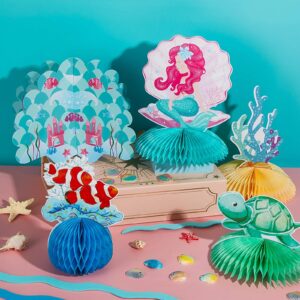 10 Pieces Mermaid Table Decorations Mermaid Honeycomb Centerpieces Ocean Sea Animal Honeycomb Centerpiece Under The Sea Party Decoration Supplies for Mermaid Theme Birthday Baby Shower Wedding Party