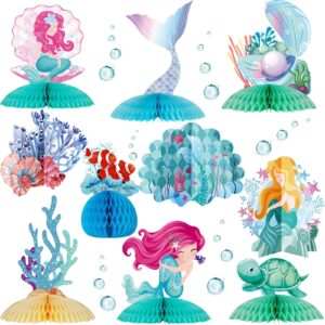 10 pieces mermaid table decorations mermaid honeycomb centerpieces ocean sea animal honeycomb centerpiece under the sea party decoration supplies for mermaid theme birthday baby shower wedding party