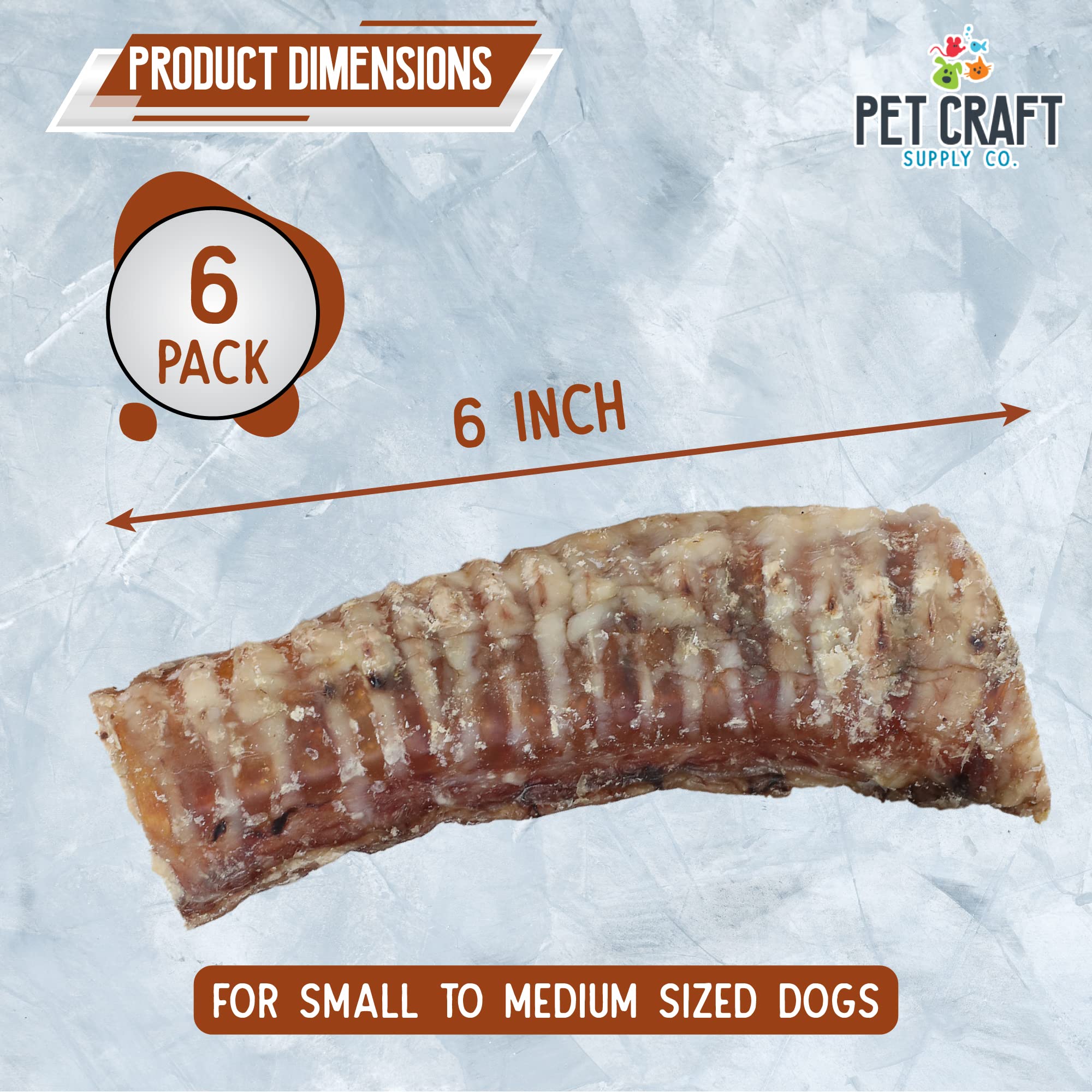 Pet Craft Supply All Natural Healthy Buffalo Trachea Bones Dog Chews Treats for Aggressive Chewers Long Lasting Rawhide Free Premium Slow Roasted for Puppies Small Medium Large Dogs 6 Pack