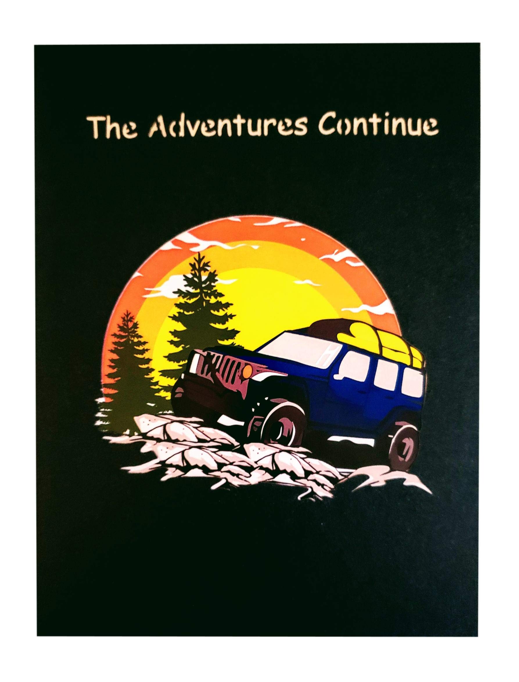 iGifts And Cards Adventure Awaits Jeep 3D Pop Up Greeting Card - Happy Birthday, Congratulations, Fathers Day Gift, Retirement, Exciting, Cool Journey, Cheerful, Fun, Mountain, New Journey