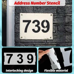 20 Pieces Curb Stencil Kit 0-9 Address Number Stencil Reusable Plastic Numbers Stencils with 2 Rolls Masking Tape for Painting Address in Wall Wood Road Mailbox (4 Inch Height)