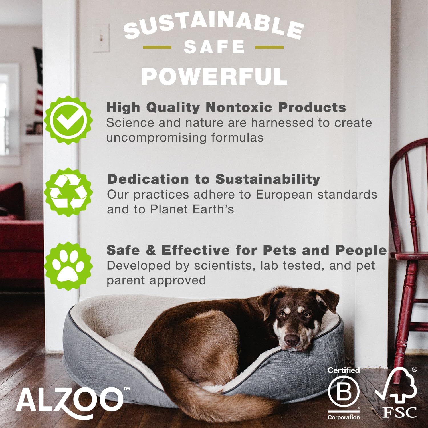 ALZOO Flea and Tick G + Powder, Helps Eliminate & Repels Ticks, Fleas & Mosquitos, for in and Around Home Use, 100% Plant-Based Active Ingredients, 8 Oz.