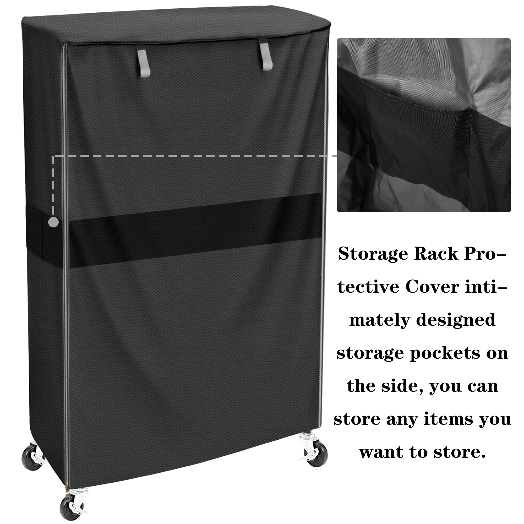 MOLLYAIR Waterproof Shelf Cover,600D Heavy Duty Dustproof Storage Wire Rack Covers, Outdoor Shelving Covers for Wire Shelves with Zipper 30''Wx14''Dx60''H, can be Made Mini Greenhouse, Cover Only