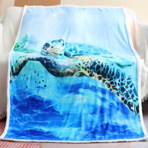 sviuse sea turtle fleece blanket 3d sea turtle throw blanket for women, men and kids super soft sea turtle blanket throw gifts for turtle lovers (50" x 60", turtle 1)