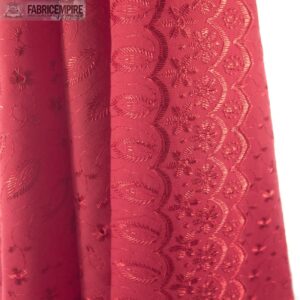 Daisy in Leaf 100% Cotton Embroidered Eyelet Fabric 42" Wide Sold by The Yard (Red)