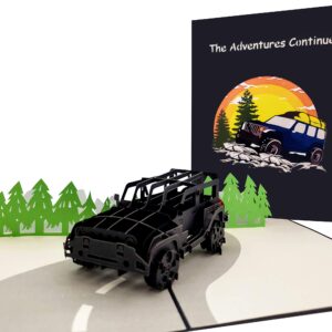 iGifts And Cards Adventure Awaits Jeep 3D Pop Up Greeting Card - Happy Birthday, Congratulations, Fathers Day Gift, Retirement, Exciting, Cool Journey, Cheerful, Fun, Mountain, New Journey