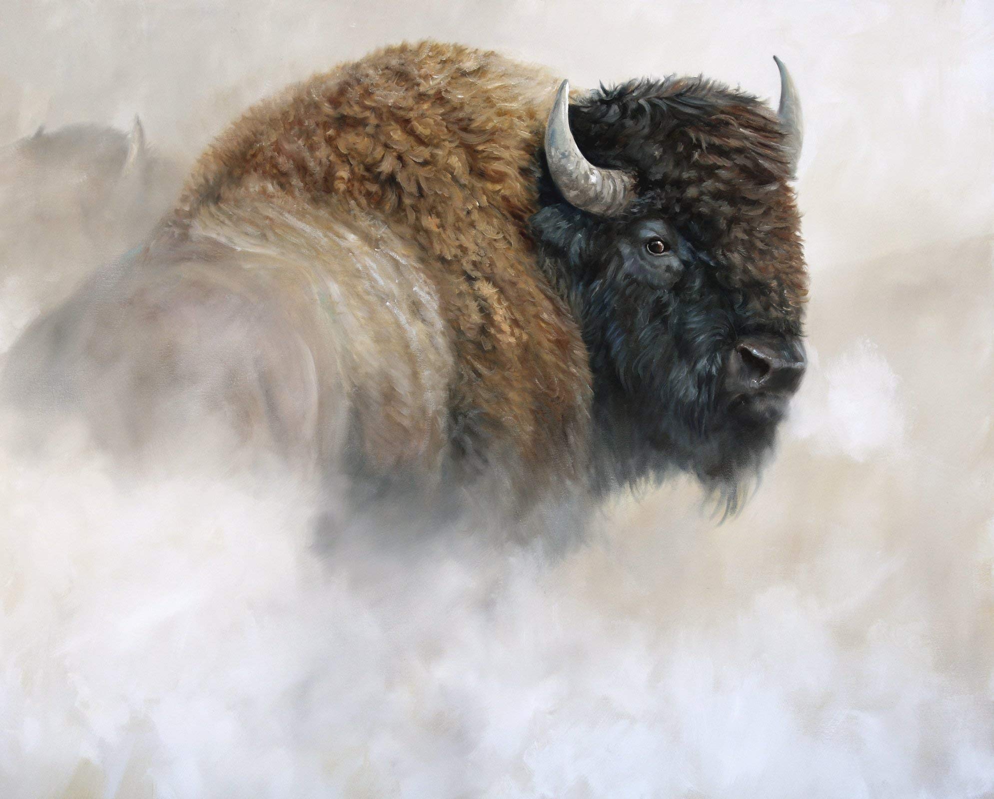 DAVID TEXTILES Large Panel of Buffalo Bull Cotton Fabric