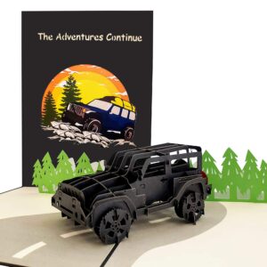 iGifts And Cards Adventure Awaits Jeep 3D Pop Up Greeting Card - Happy Birthday, Congratulations, Fathers Day Gift, Retirement, Exciting, Cool Journey, Cheerful, Fun, Mountain, New Journey