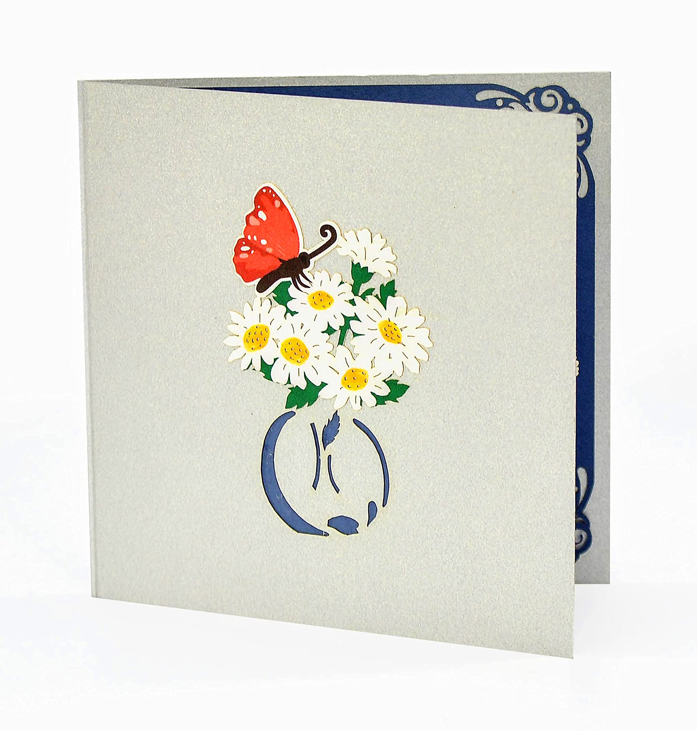 CUTPOPUP Mothers Day Card Pop Up, Birthday 3D Greeting Card (Vintage Daisy)