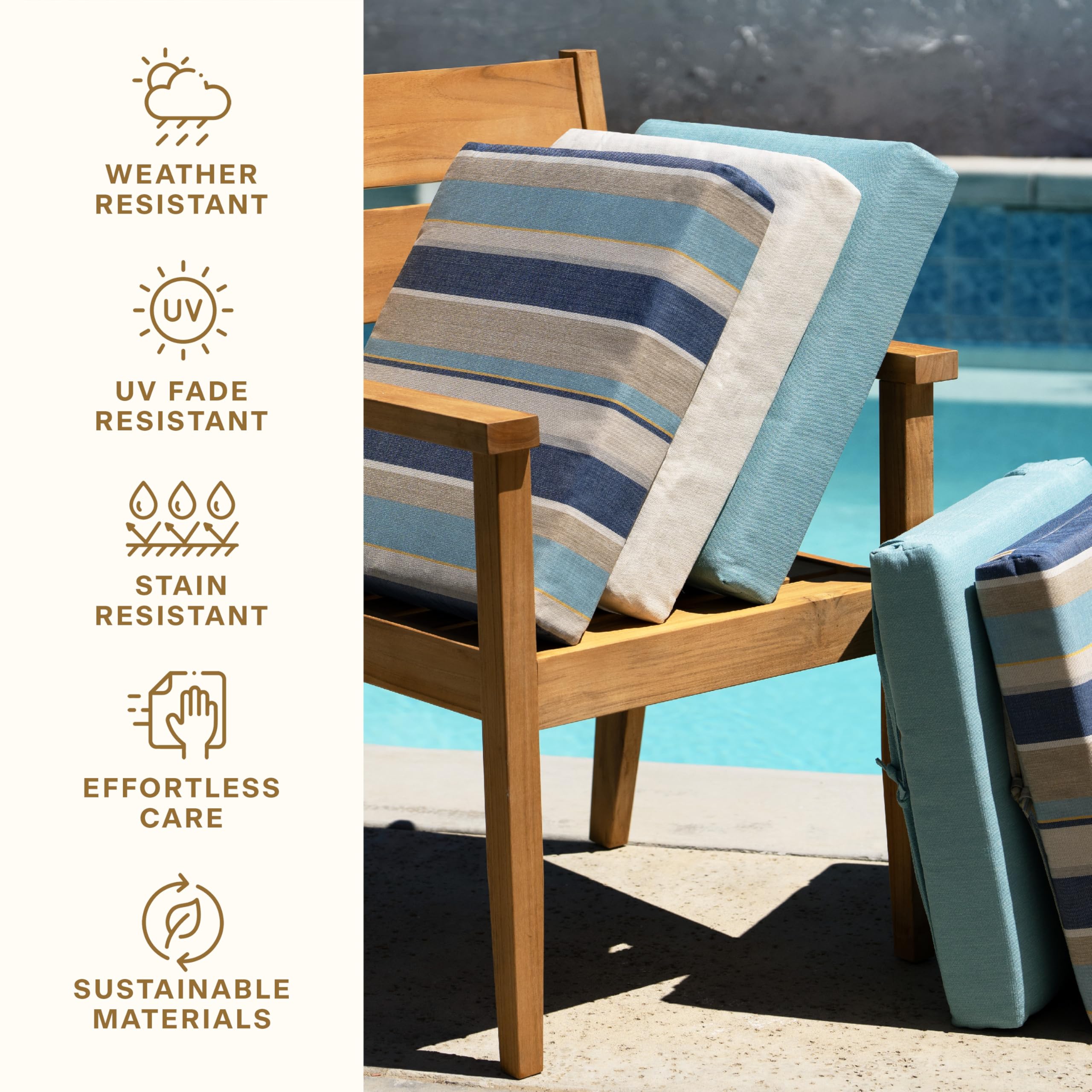 Honeycomb Outdoor Midback, 18.5" W x 17" D, Textured Solid Almond Outdoor Chair Cushion