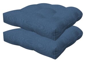 honeycomb indoor/outdoor textured solid pacific blue contoured tufted seat cushion: recycled polyester fill, weather resistant, 2 count (pack of 1) patio cushions: 19.5" w x 18.5" d x 4" t