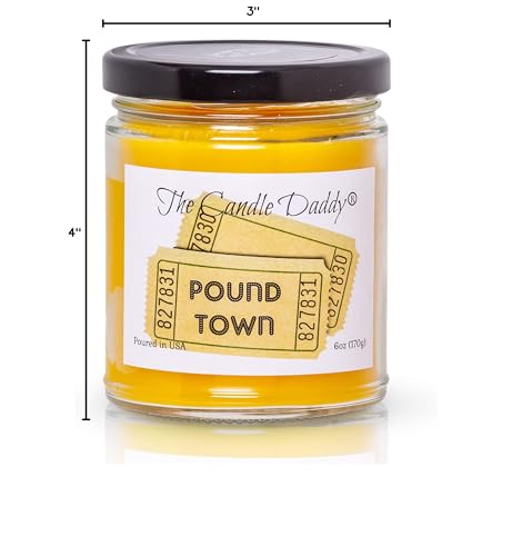 One Ticket to Pound Town - Lemon Pound Cake Scented - Funny 6 oz Jar Candle- 40 Hour Burn Time. Great Gift for Him, Him, Boyfriend, Girlfriend, Wife, Husband, BFF Best Friend Anniversary