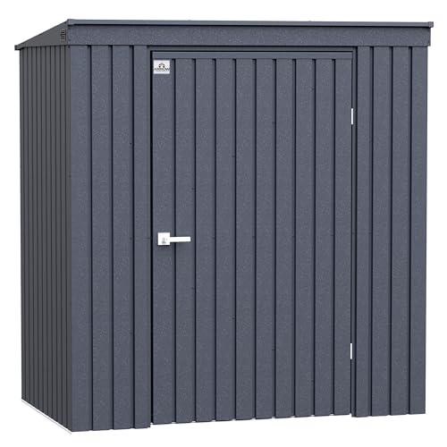 Arrow Shed Elite 6' x 4' Outdoor Lockable Steel Storage Shed Building with Pent Roof, Anthracite